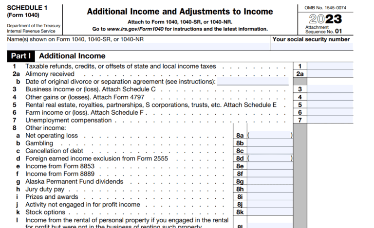 Guide to Schedule 1 Tax Form (Form 1040) for Tax Year 2024